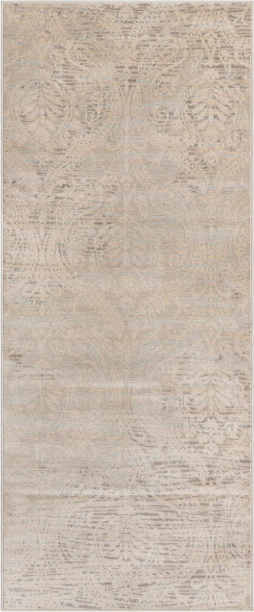 Gray 2' 7 x 6' Paris Runner Area Rug Distressed Vintage Style Easy-Cle ...