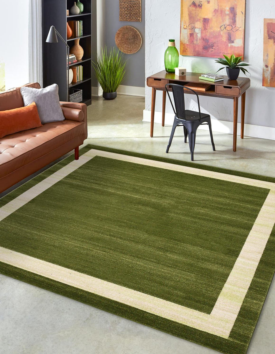 Green 7' 10 x 7' 10 Del Mar Square Area Rug 100% Polypropylene Easy Cl ...