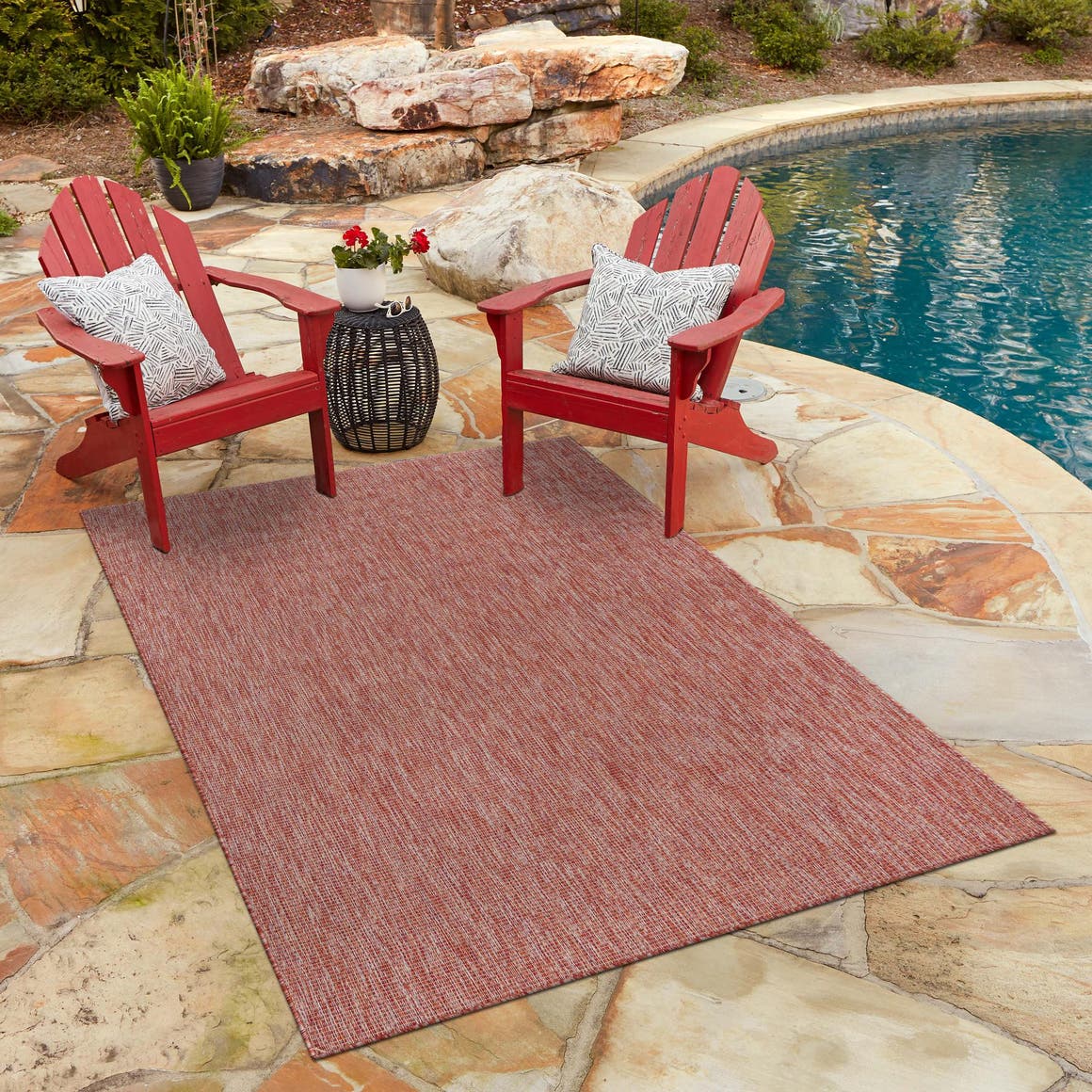 Rust Red 5' 3 x 8' Outdoor Solid Rectangle Rug – Rug Engine