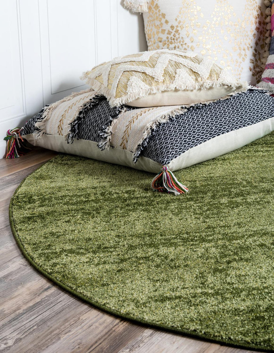 Green 7' 10 x 7' 10 Del Mar Round Area Rug 100% Polypropylene Easy Cle ...