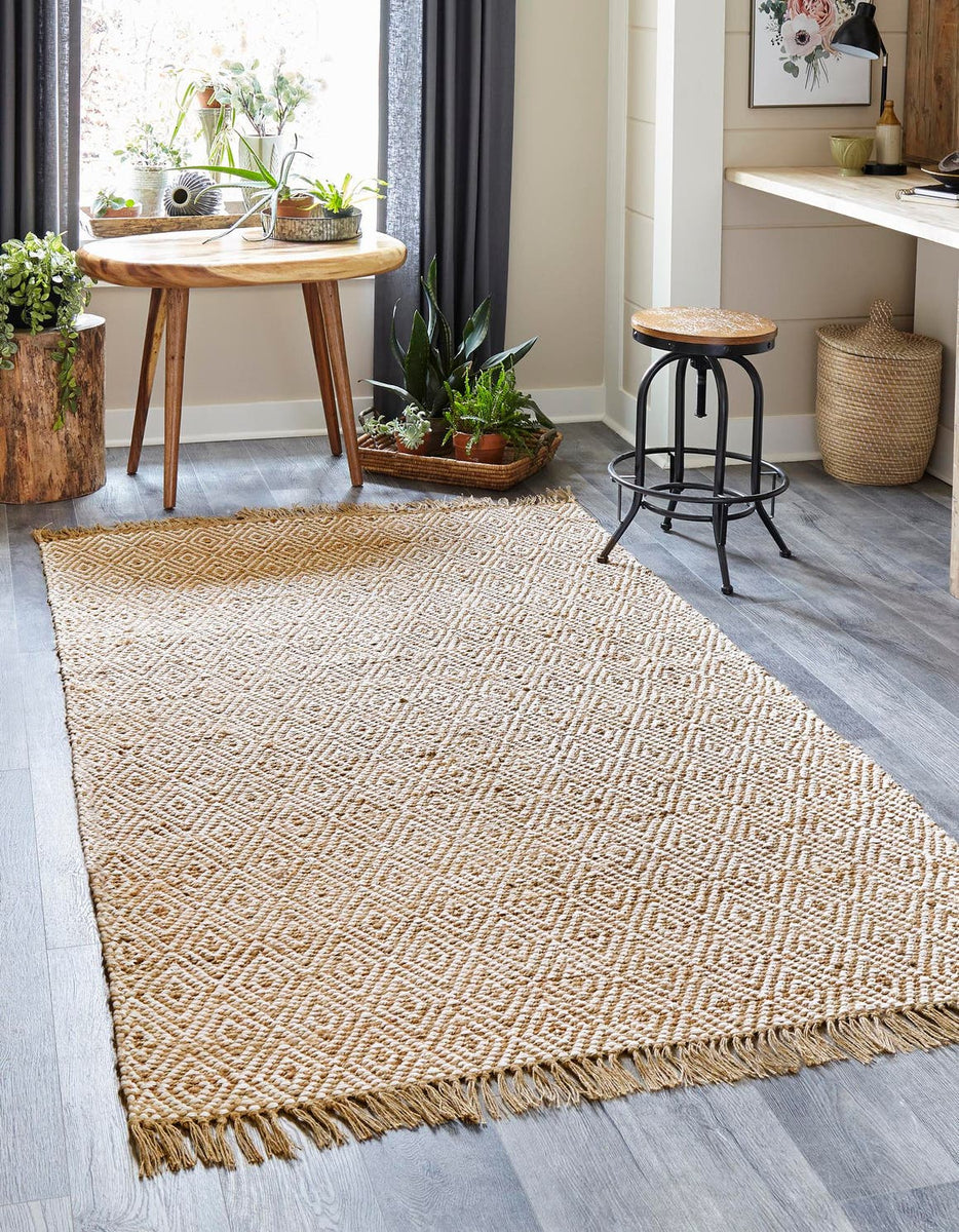 Natural 3' 3 x 5' 1 Braided Jute Rectangle Area Rug 100% Jute Hand Bra ...