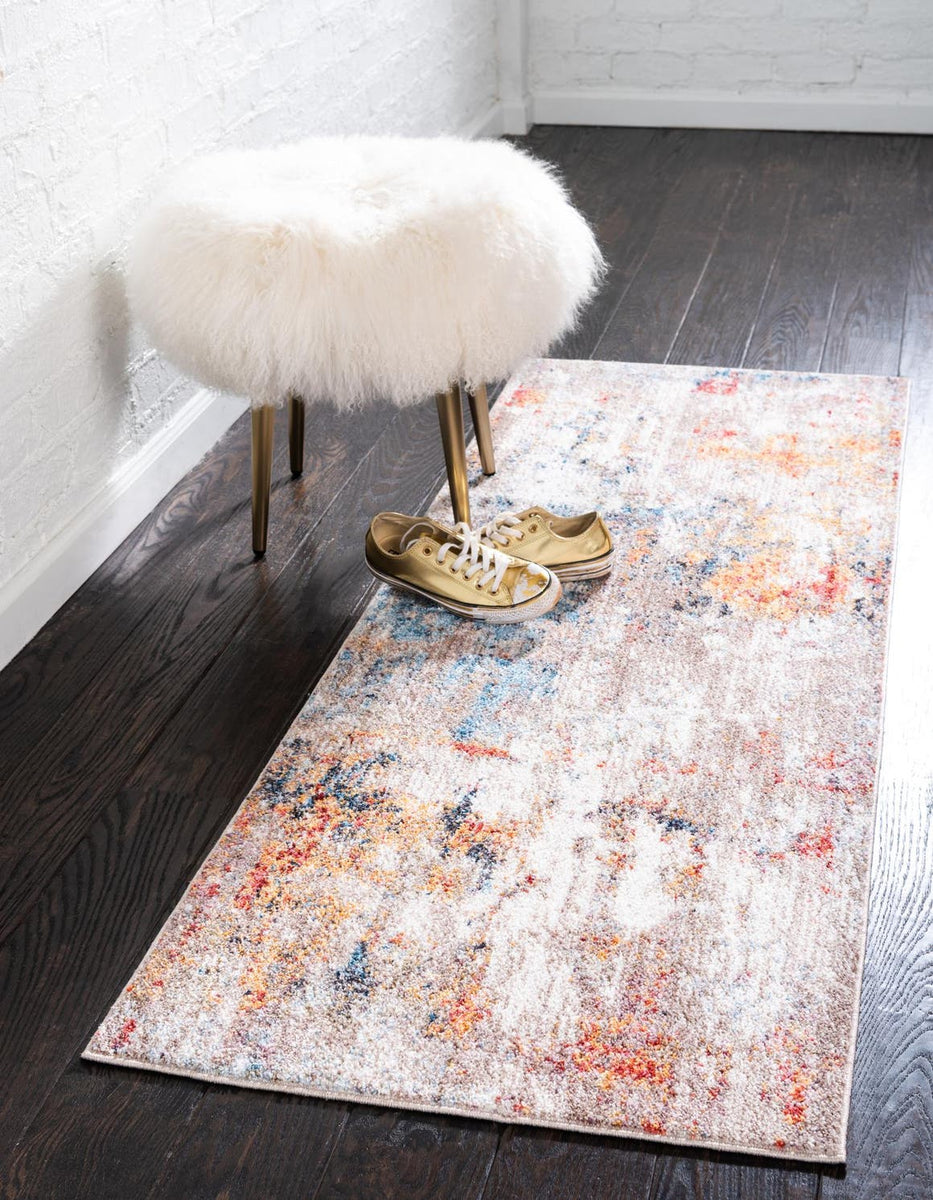 Multicolor 2' 7 x 10' Rainbow Runner Area Rug Colorful Modern Unique C ...