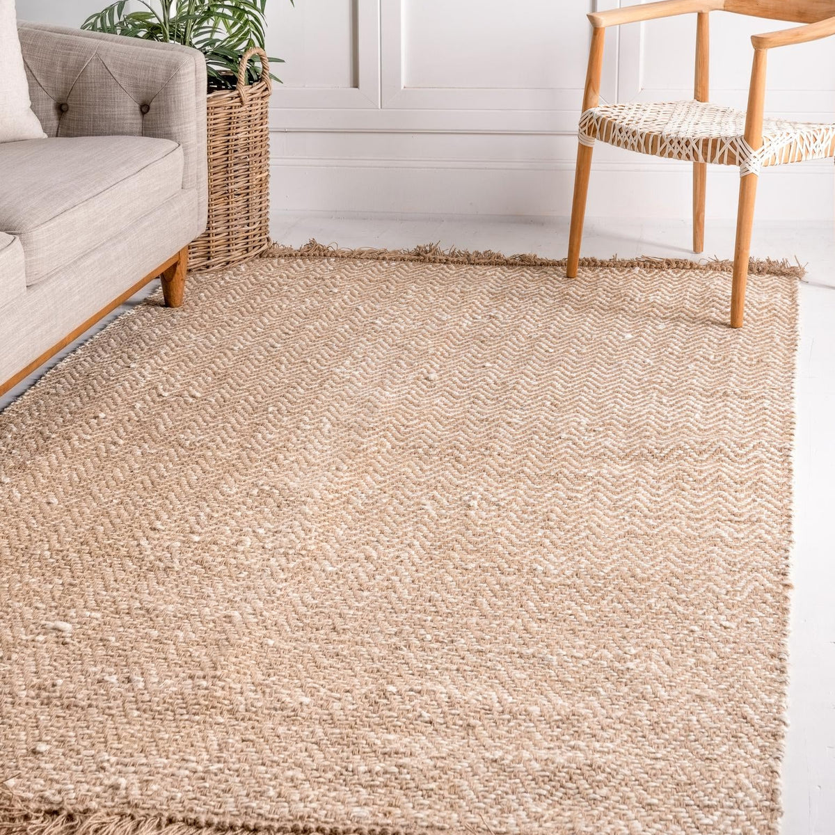 Natural 9' x 12' Braided Jute Rectangle Area Rug 100% Jute Hand Braide ...