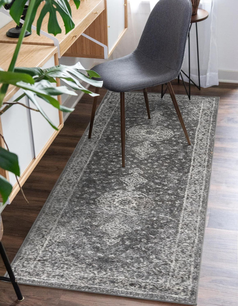 Dark Gray 2' x 13' 1 Bromley Runner Area Rug 100% Polypropylene With C ...