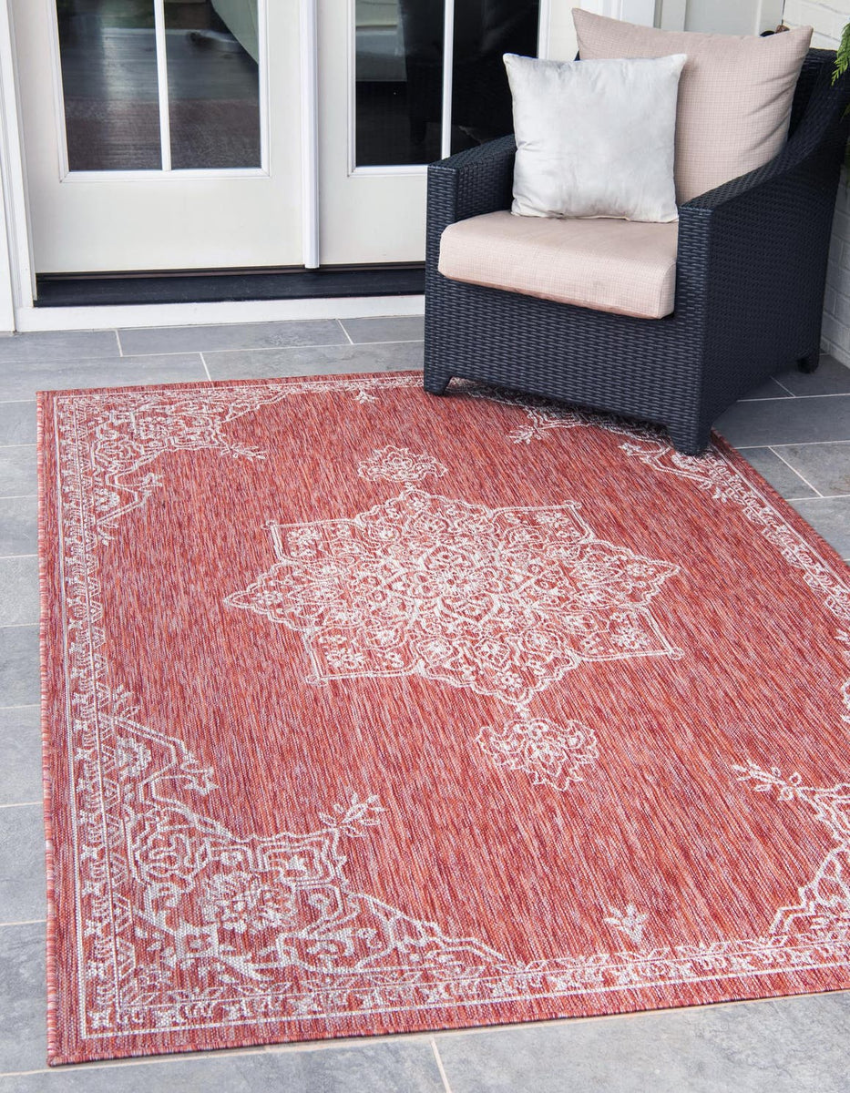 Rust Red 10' x 13' 1 Outdoor Traditional Rectangle Rug – Rug Engine