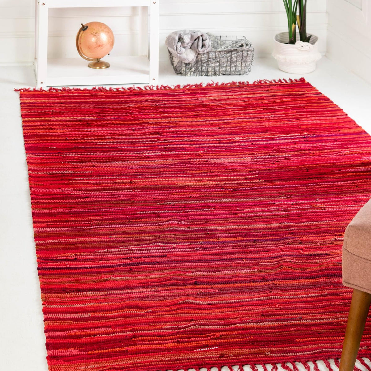 Red 8' x 10' Chindi Cotton Rectangle Area Rug Interior Design Home Dec ...