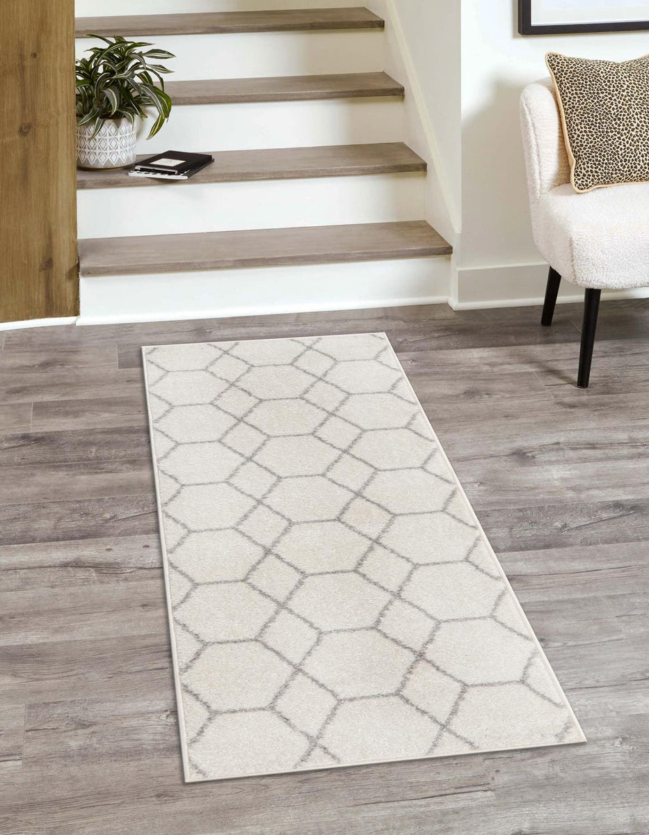 Ivory 2' x 13' 1 Trellis Frieze Runner Rug – Rug Engine