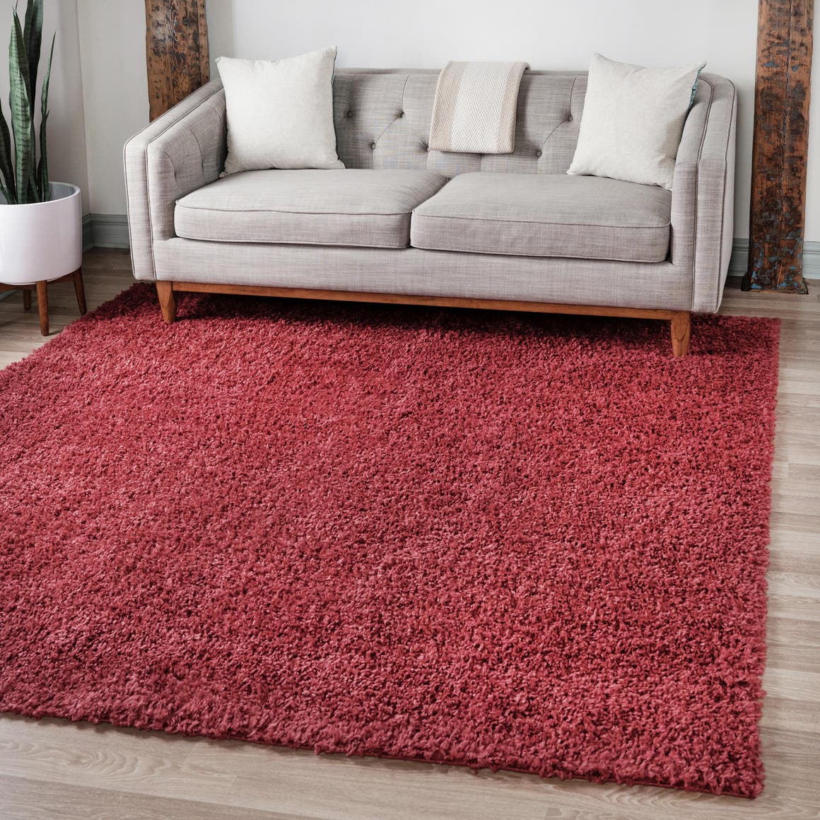 Poppy 7' 1 x 7' 1 Davos Shag Square Area Rug Thick Soft Touch Fluffy ...