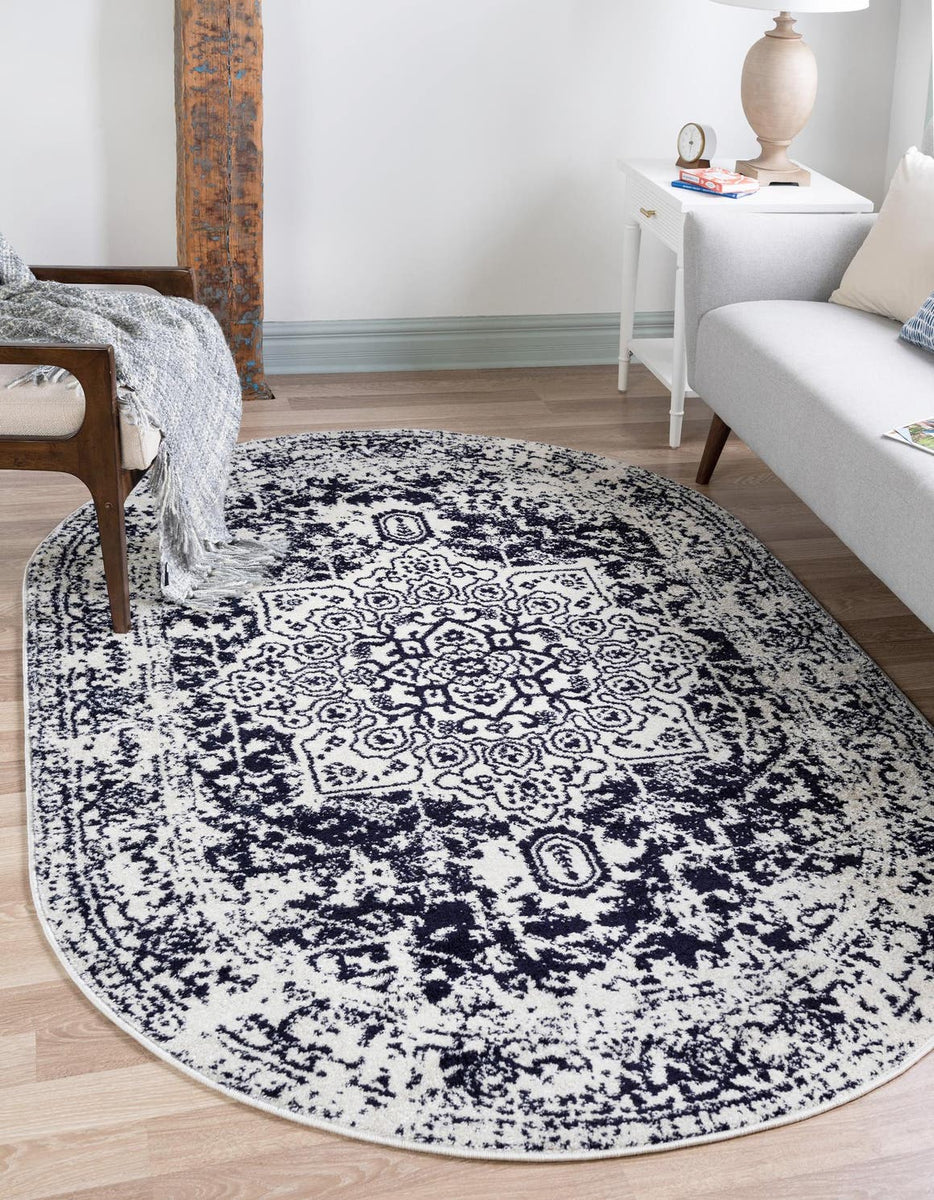 Blue 3' 1 x 5' 3 Richmond Oval Area Rug Vintage Distressed Look Tradit ...