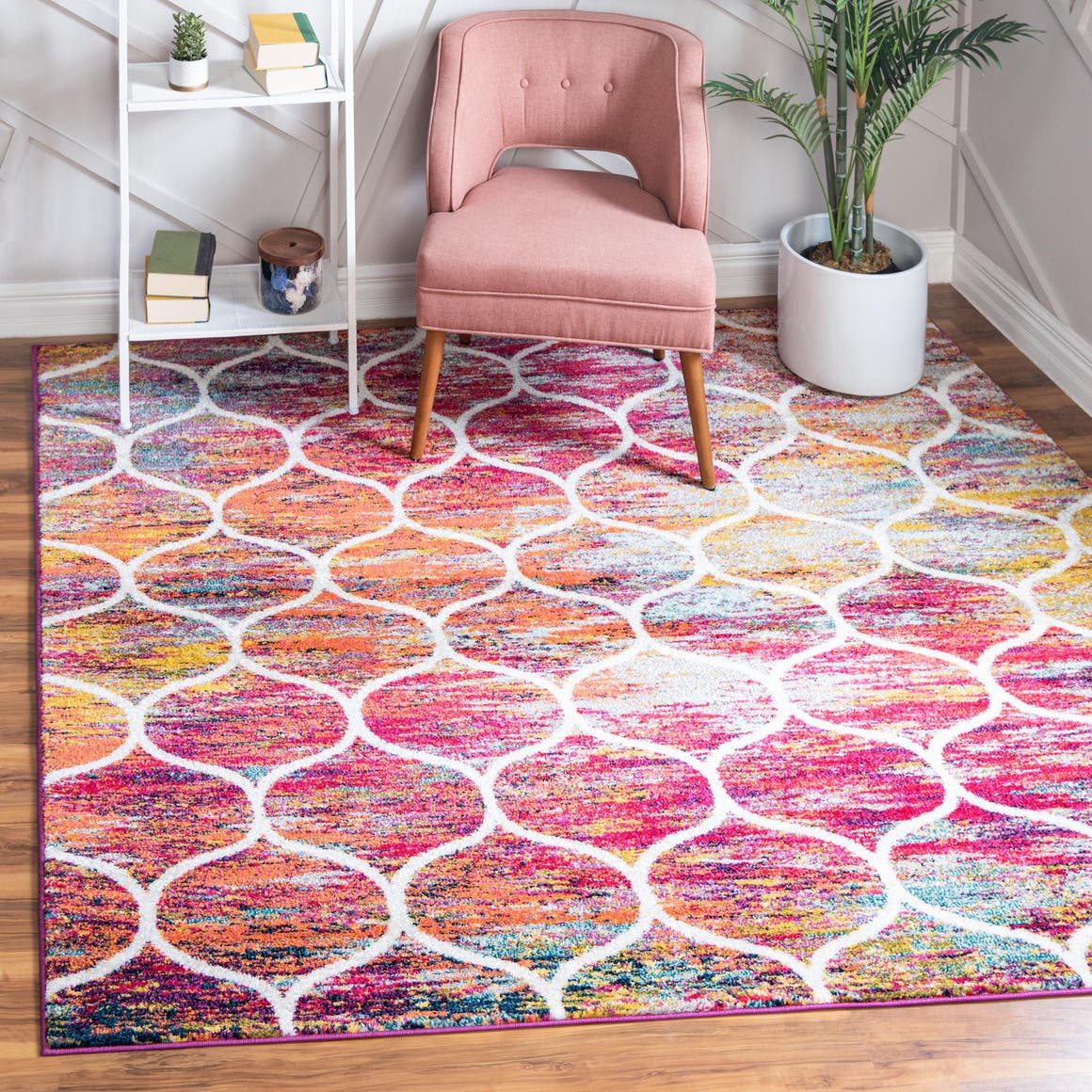 Multicolor 3' 1 x 3' 1 Trellis Frieze Square Area Rug – Rug Engine