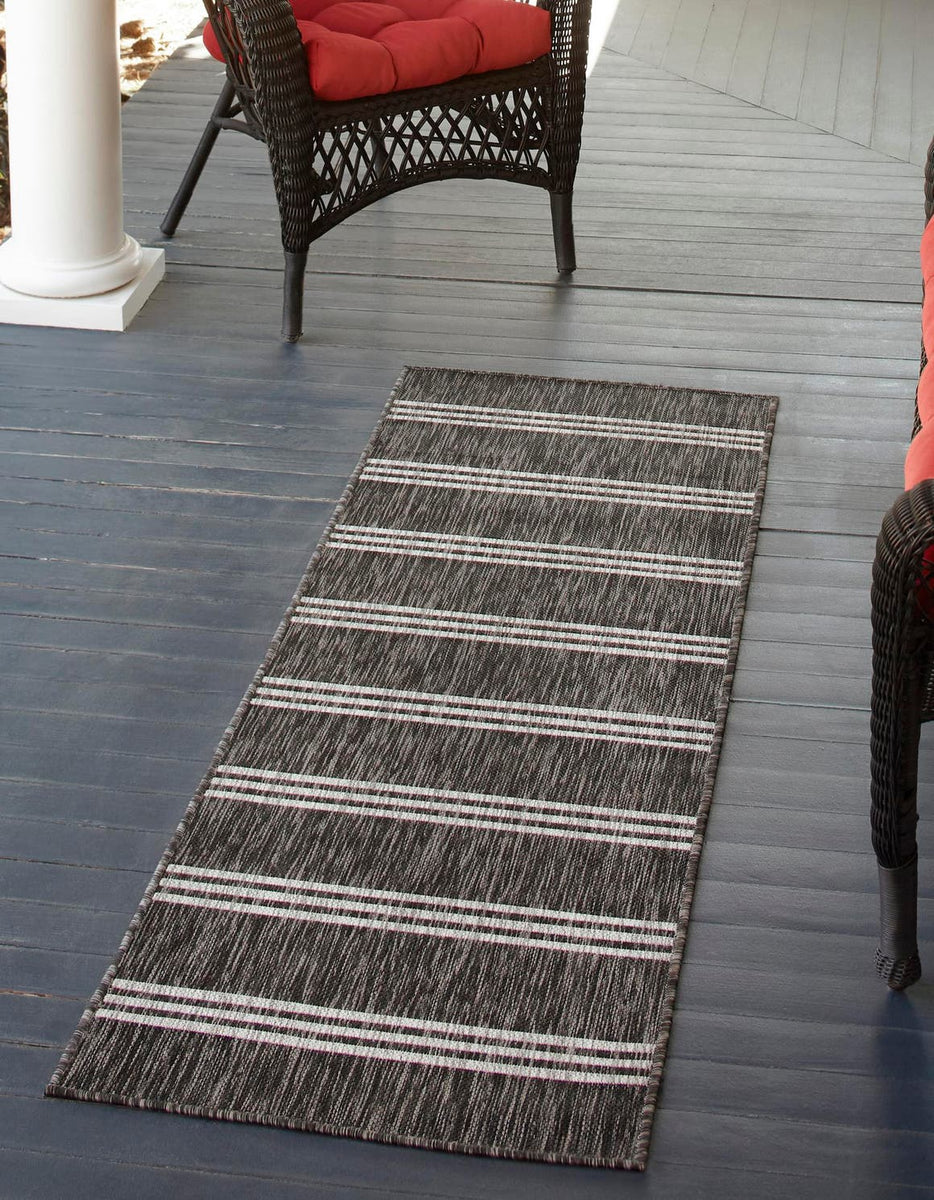 Charcoal 2' x 6' 1 Jill Zarin Outdoor Runner Rug – Rug Engine