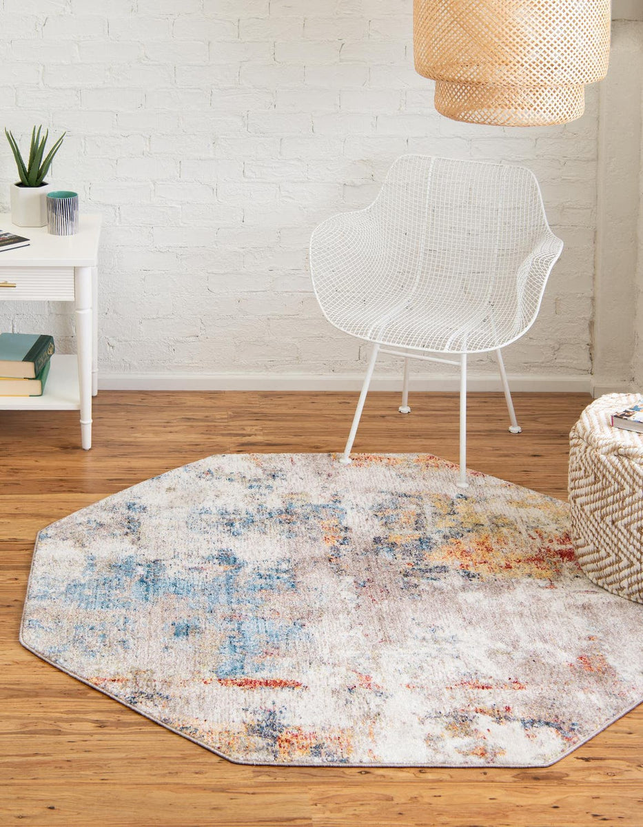 Multicolor 5' x 5' Rainbow Octagon Area Rug – Rug Engine