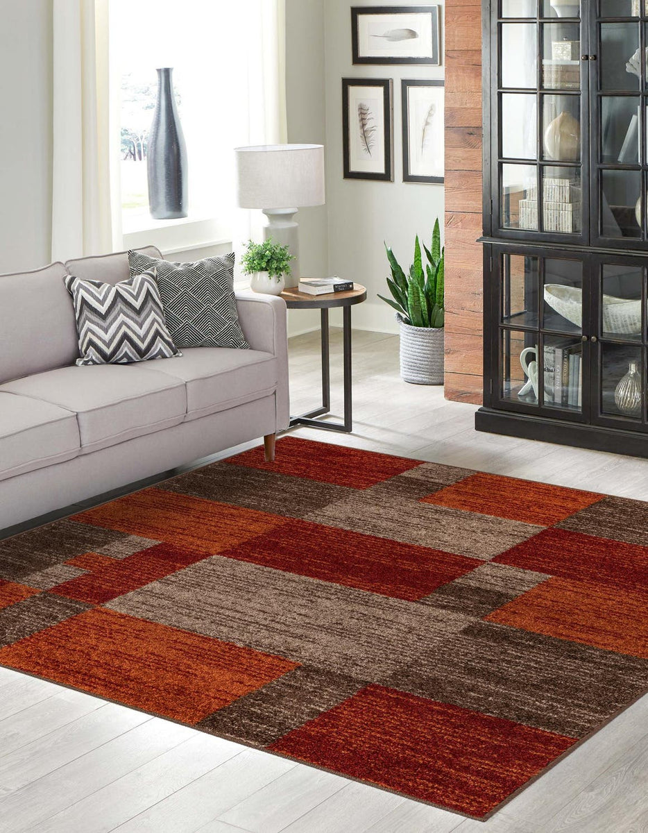 Multicolor 7' 10 x 7' 10 Autumn Square Area Rug 100% Polypropylene Dur ...