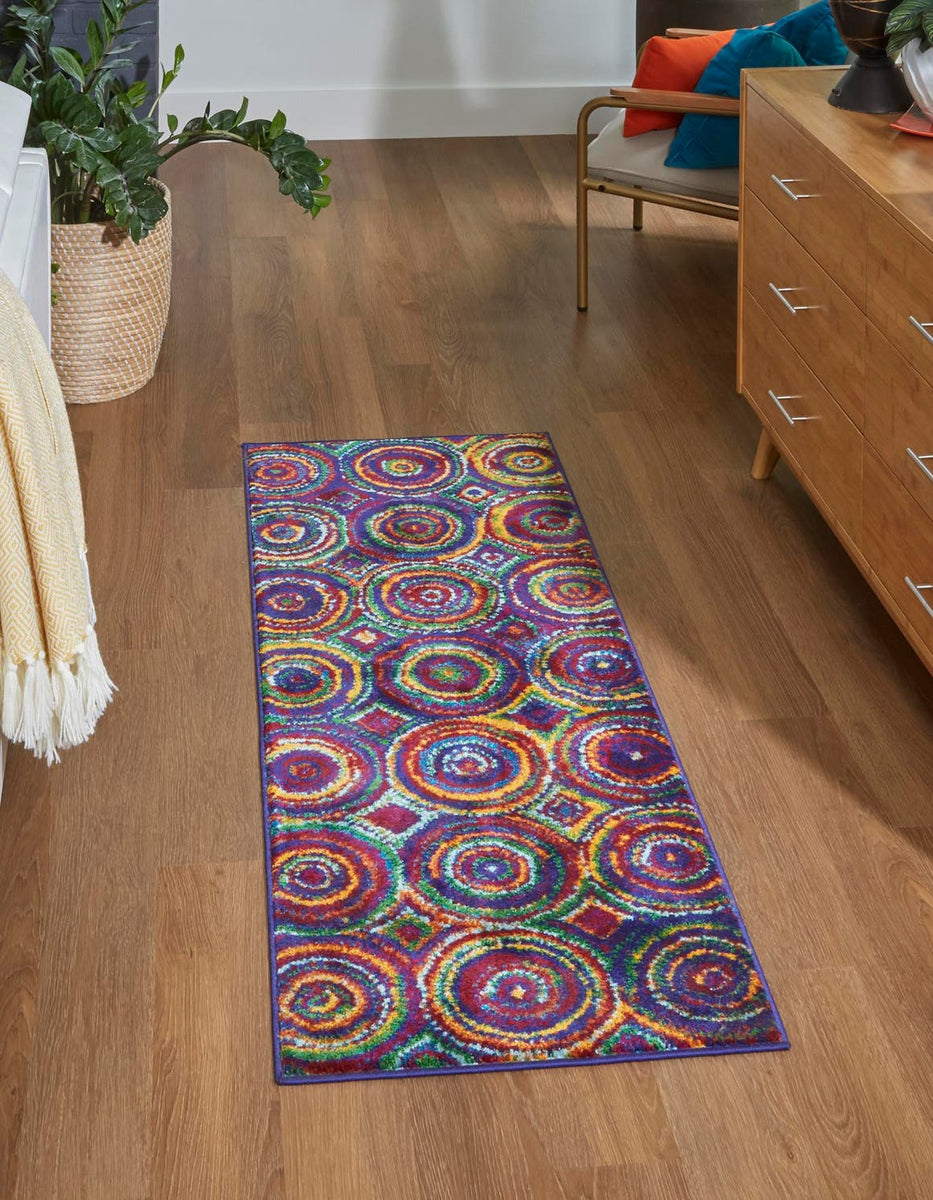 Multicolor 2' x 6' Calypso Runner Area Rug 100% Polypropylene With Cot ...