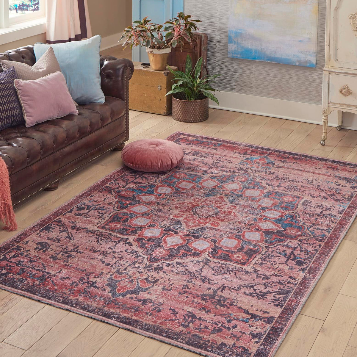 Washable Brick 10' 6 x 13' Renaissance Rectangle Area Rug Easy to Clea ...