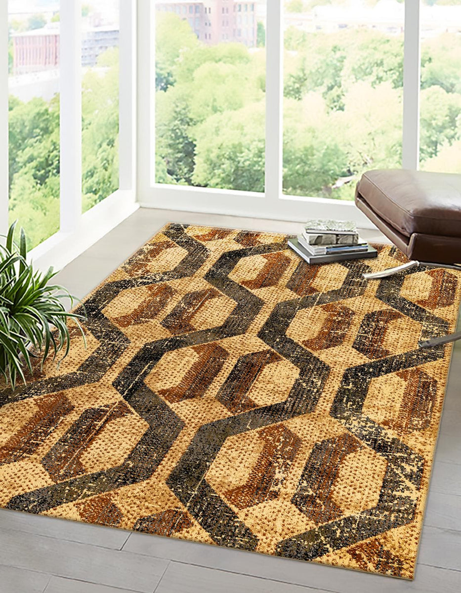 Beige Cream 2' 2 x 3' Saturn Rectangle Area Rug Stain Resistant Easy C ...
