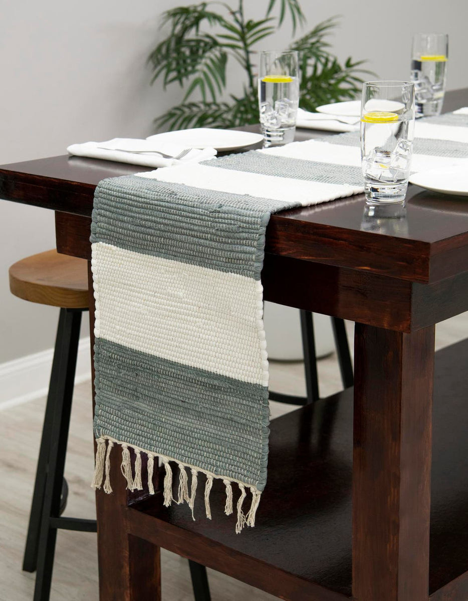 Gray 1' 2 x 8' Chindi Rag Table Runner Area Rug Decorative Dining Room ...