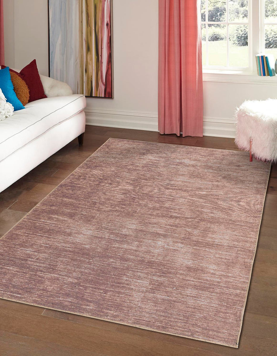 Brown 7' 6 x 10' 6 Asha Rectangle Area Rug 100% Chenille Cotton Easy C ...