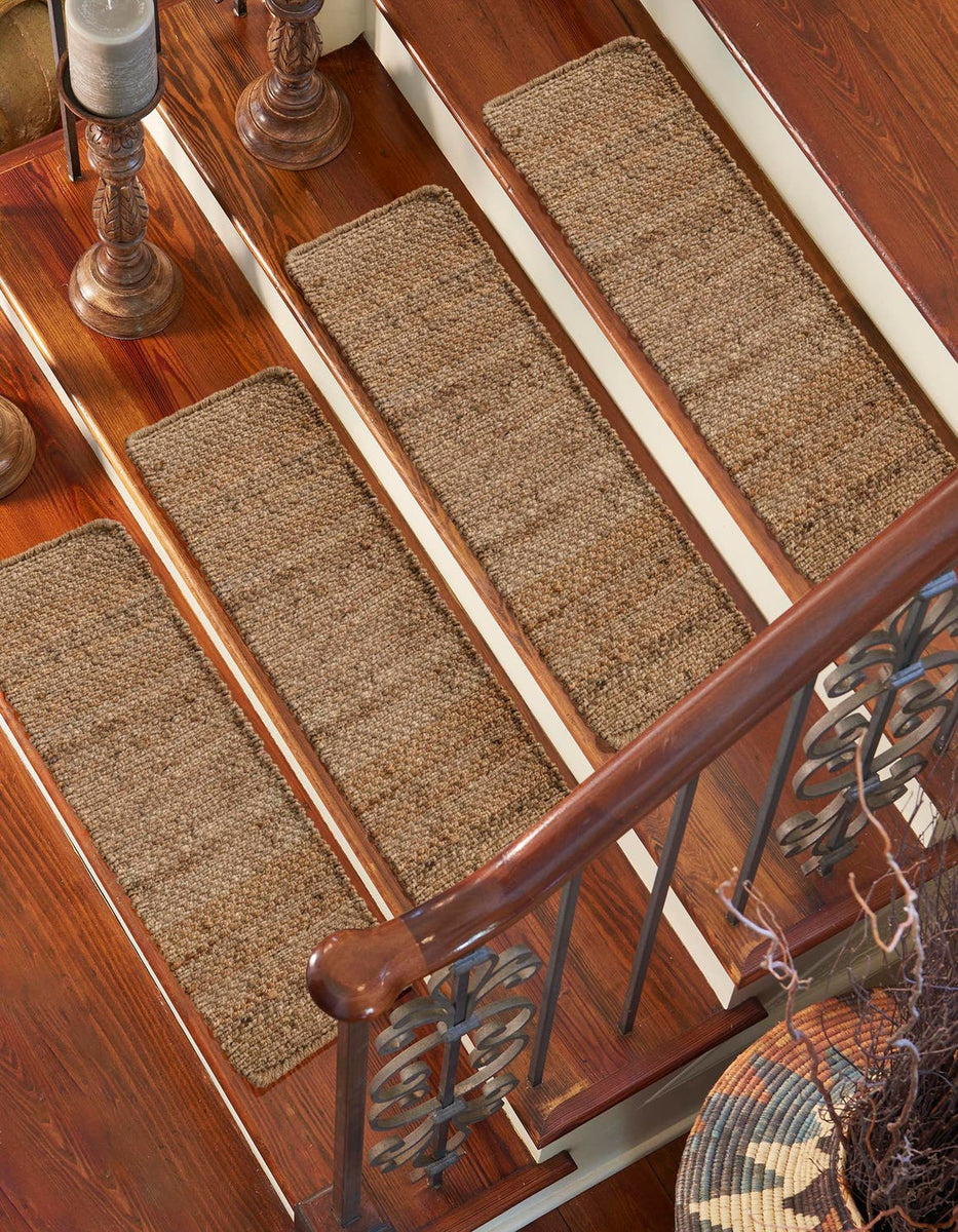 13 pcs Natural 0' 9 x 2' 6 Chunky Jute Indoor Stair Treads Accent Area ...