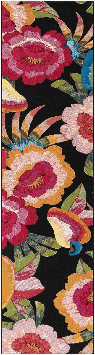 Multicolor 2' 7 x 10' Outdoor Botanical Runner Area Rug Weather Resist ...
